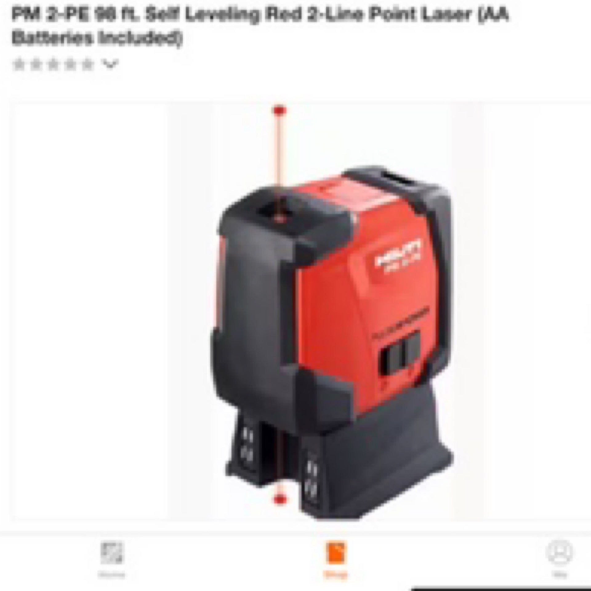 Hilti PM 2-PE 98 ft. Self Leveling Red 2-Line Point Laser(AA Batteries ...